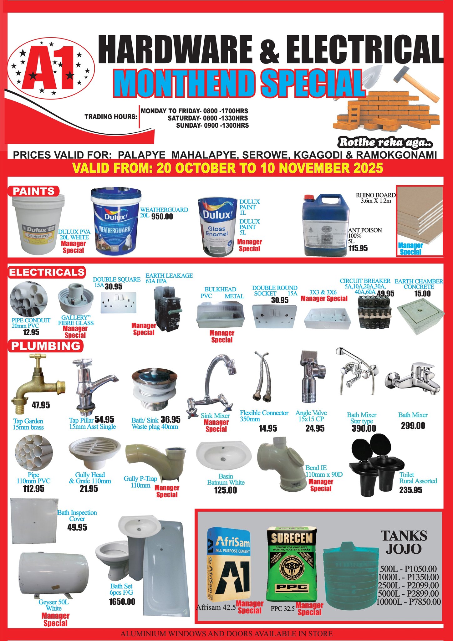[A1 Hardware & Electrical - 31/10/2025] - Ends on 2025-11-11T00:00:00 ...