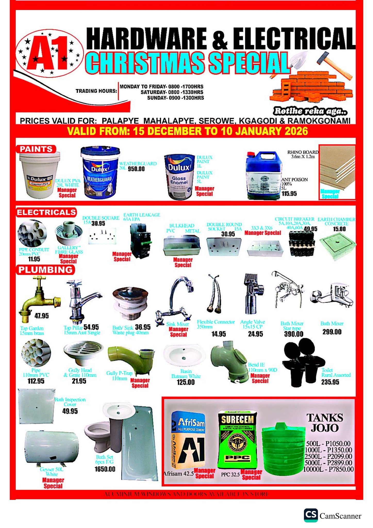 [A1 Hardware & Electricals - 08/01/2026] - Ends on 2026-01-11T00:00:00 ...